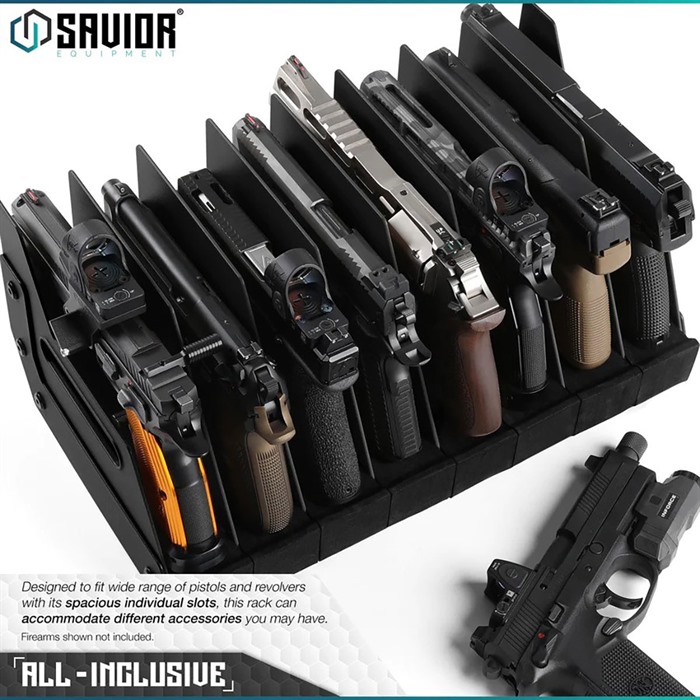 RACKS SAVIOR EQUIPMENT PISTOL STORAGE RACK 8-GUN BLACK - Brownells Italia