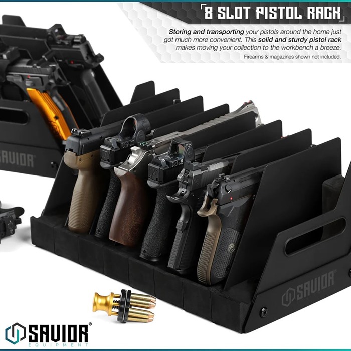 RACKS SAVIOR EQUIPMENT PISTOL STORAGE RACK 8-GUN BLACK - Brownells Italia